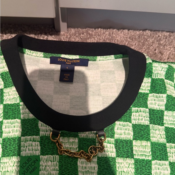 Louis Vuitton | Tops | Louis Vuitton Green And White Checkered Top ...